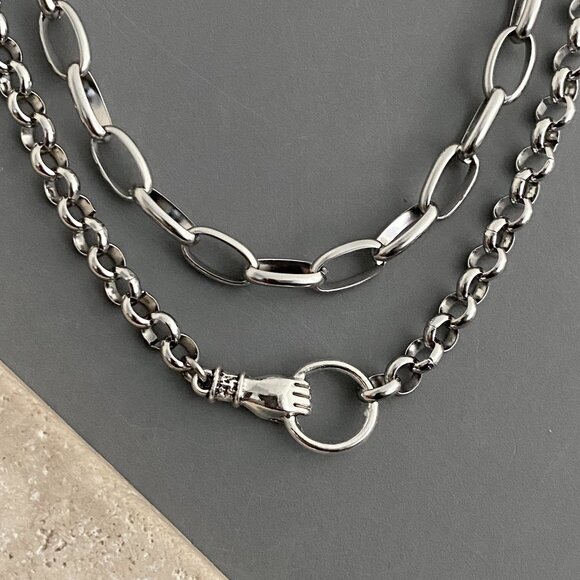 RM JEWELRY STUDIO | Jewelry | New 2 Silver Layered Necklaces Steel ...